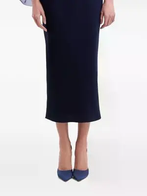 GEMY MAALOUF Navy Crepe Draped Midi Skirt