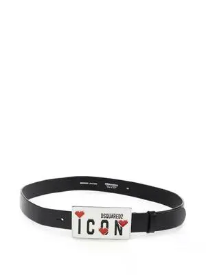 Dsquared2 Icon Plaque Leather Belt - Black