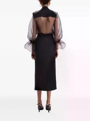 GEMY MAALOUF Beaded-shoulder Puff-sleeve Top