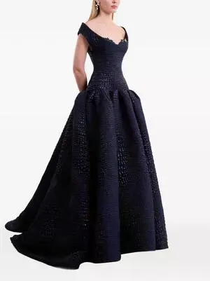 GEMY MAALOUF Off-shoulder Sweetheart Dress With Crocodile-effect Texture