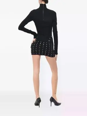 Off-White Eyelet-embellished Knit Mini Dress