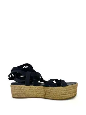 Miu Miu Strappy Espadrille Platform Sandals - Blue
