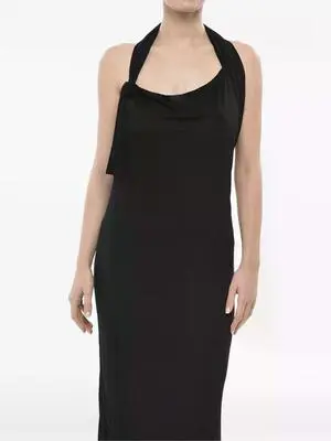 Saint Laurent Halterneck Open-back Maxi Dress With Cowl Neck