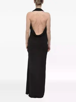 Saint Laurent Halterneck Open-back Maxi Dress With Cowl Neck