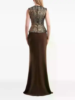 GEMY MAALOUF Textured Bodice Draped Maxi Dress