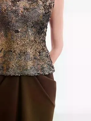 GEMY MAALOUF Textured Bodice Draped Maxi Dress