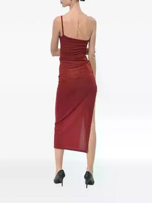 Off-White One-shoulder Logo Print Midi Dress