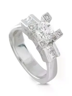 LB EXCLUSIVE 18k White Gold Diamond Geometric Ring