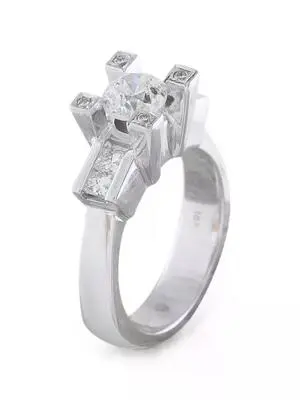 LB EXCLUSIVE 18k White Gold Diamond Geometric Ring