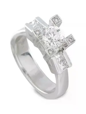 LB EXCLUSIVE 18k White Gold Diamond Geometric Ring - Silver