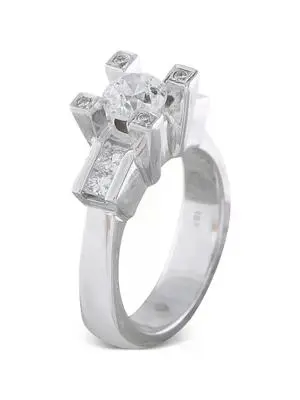 LB EXCLUSIVE 18k White Gold Diamond Geometric Ring