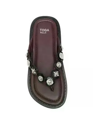 Toga Embellished Leather Sandals