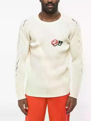 Off-White Lace-up Ribbed Sweater - Neutrals