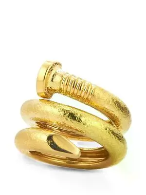 David Webb 18k Yellow Hammered Nail Ring - Gold