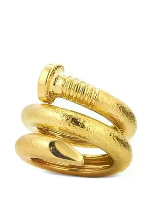 David Webb 18k Yellow Hammered Nail Ring - Gold