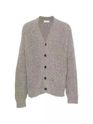 ROBERTO COLLINA Waffle Knit V-neck Cardigan - Grey
