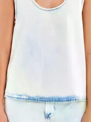 VICOLO Acid Wash Crystal Embellishment Scoop Neck Sleeveless Top