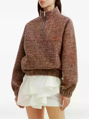 SHUSHU/TONG Half-zip Sweater - Brown