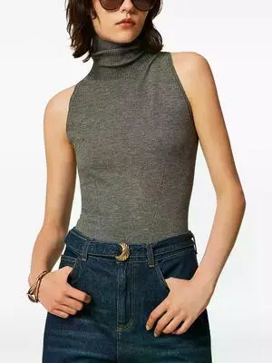 TWINSET Turtleneck Knit Top With Openwork Details