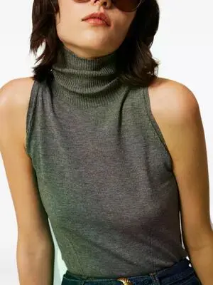 TWINSET Turtleneck Knit Top With Openwork Details