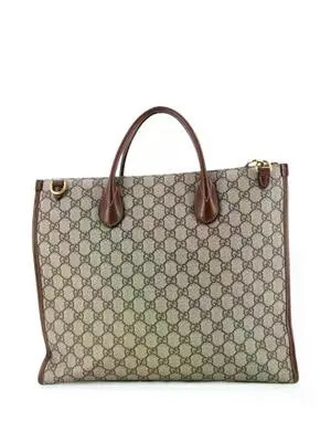 Gucci Structured Top Handle Open Gg Coated Canvas Medium Tote Bag