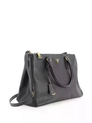 Prada Saffiano Leather Medium Tote Bag - Black