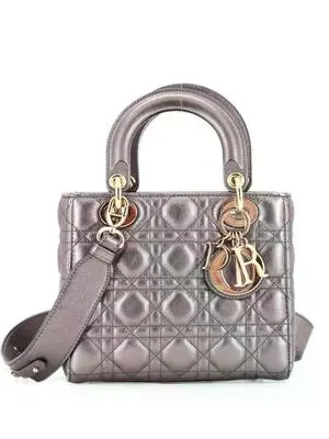 Dior Lady Bag Cannage Quilt Leather Shoulder Bag - Metallic