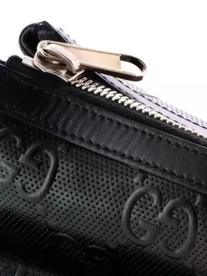 Gucci Gg Embossed Perforated Leather Messenger Bag