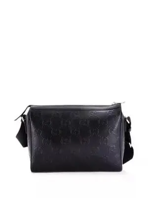 Gucci Gg Embossed Perforated Leather Messenger Bag