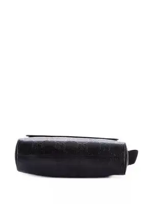 Gucci Gg Embossed Perforated Leather Messenger Bag
