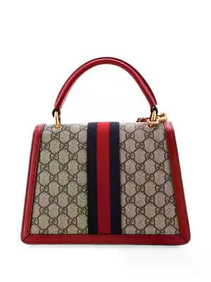 Gucci Queen Margaret Top Handle Bag Gg Coated Canvas With Leather Small Satchel - Red