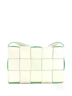 Bottega Veneta Cassette Maxi Intrecciato Leather Crossbody Bag - White