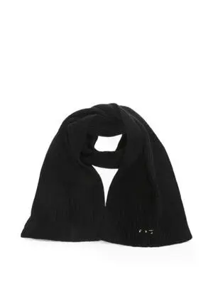 Off-White Ribbed Wool Scarf With Silver Logo