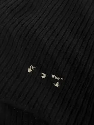 Off-White Ribbed Wool Scarf With Silver Logo
