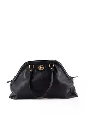Gucci Re Top Handle Bag Leather Large Satchel - Black