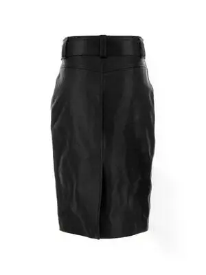 Saint Laurent Belted Leather Pencil Skirt