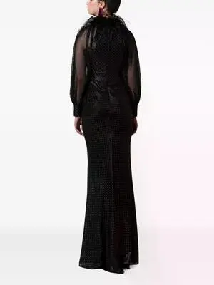 GEMY MAALOUF Feather-trimmed Crystal Embellished Gown
