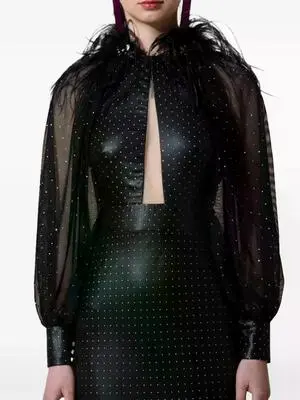 GEMY MAALOUF Feather-trimmed Crystal Embellished Gown