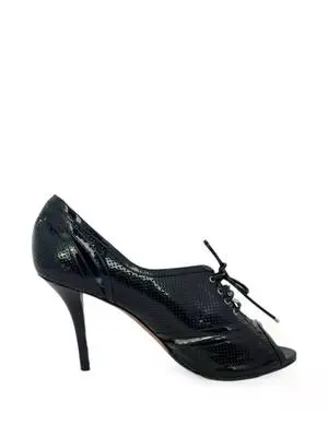 Dior Lace-up Peep-toe Ankle Boots - Black