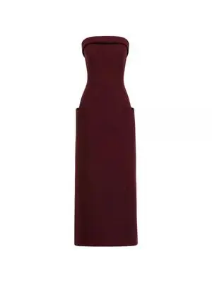 GEMY MAALOUF Strapless Dress With Pocket Detail - Red