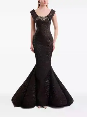 GEMY MAALOUF Embellished Mermaid Silhouette Dress - Black