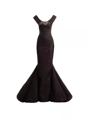 GEMY MAALOUF Embellished Mermaid Silhouette Dress - Black