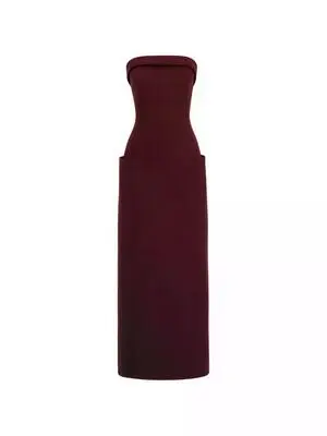 GEMY MAALOUF Strapless Maxi Dress With Pocket Detail - Red