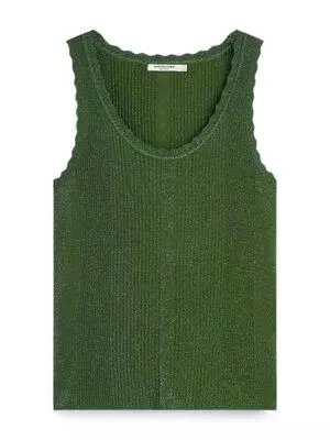 Scotch & Soda Ribbed-knit Scalloped-edge Sleeveless Top
