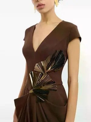 GEMY MAALOUF Embellished Draped Maxi Dress