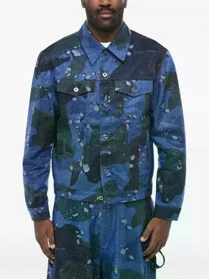Off-White Evening Camouflage-print Crystal-embellished Denim Jacket - Blue