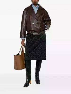 Marella Double-breasted Leather Jacket - Red
