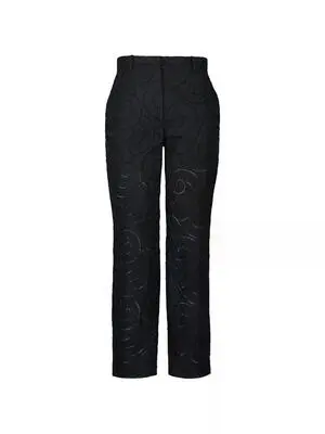 Mantū Embroidered-faille Straight Trousers - Black