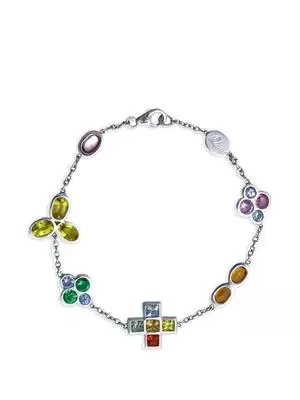 ALEXANDER LAUT 18k White Gold Multi-color Sapphire And Diamond Charm Bracelet