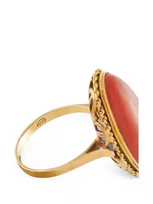 LB EXCLUSIVE 18k Yellow Oval Coral Cocktail Ring